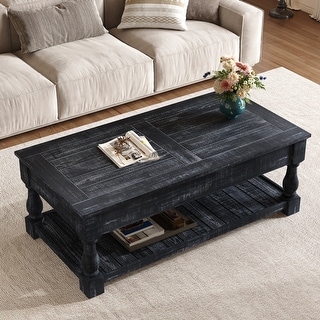 Roomfitters Farmhouse Lift Top Coffee Table, Wood Center Table with 3 ...