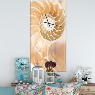 Designart 'Brown Nautilus Shell Pattern' Oversized Coastal Wall CLock ...
