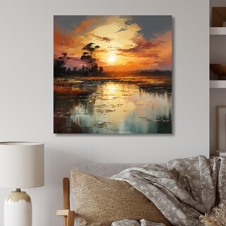 Designart "By The Lake Sunrise Reflections III" Lake Wall Art - Lake ...