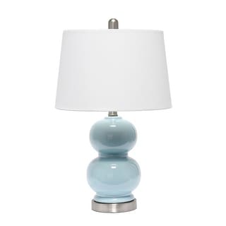 Elegant Designs Double Gourd Ceramic Lamp - Light Blue - 13"Lx13"Wx21 ...