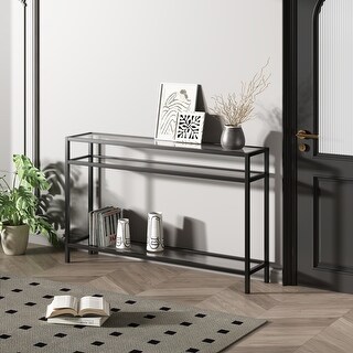 Modern Console Table Display Table with 3-Tier Tempered Glass Shelves ...
