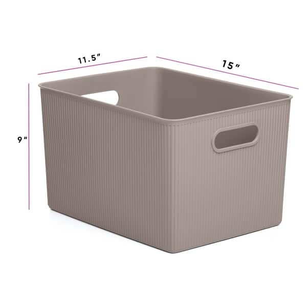 Superio Ribbed Storage Bin with Matching Lid - 15"W x 9"H x 11.5"D ...