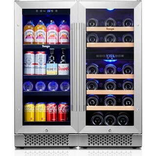 Yeego Triple Zone Side-by-Side Combo Refrigerators 28 Bottles Wine ...