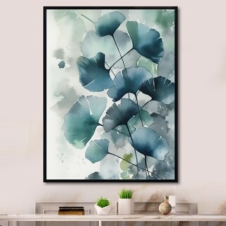 Designart "Green Leaf Veins I" Floral Leaves Framed Wall Art Prints ...