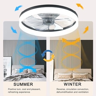 Round Ceiling Fans with Lights & Remote, 6 Speeds Smart Ceiling Fan ...