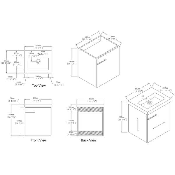 BNK 18 inch Bathroom Vanity with Sink, Floating Bathroom Vanity with Soft Close Door - Bed Bath ...