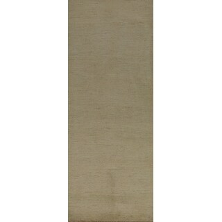 Muted Green & Gold Modern Gabbeh Runner Rug Handmade Wool Carpet - 2'7 ...