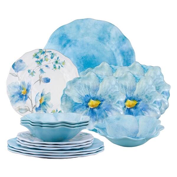 UPware 16-Piece Sky Blue Melamine Dinnerware Set - Bed Bath & Beyond ...