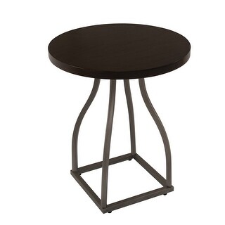 Tior Accent Table, 20 Inch Round Wood Brown Top, Gray Metal Base - Bed ...