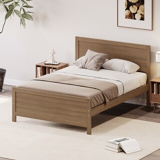 Simple Style Low Profile Bed with Headboard, Mattress Foundation Full ...
