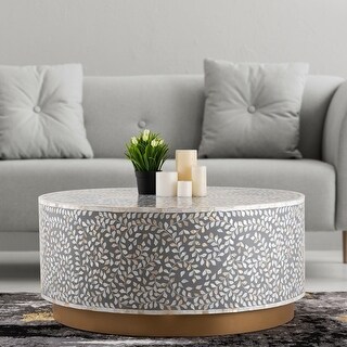 Luxe Coffee Table with Gold Base & Capiz Shell Inlay - Bed Bath & Beyond - 42464198