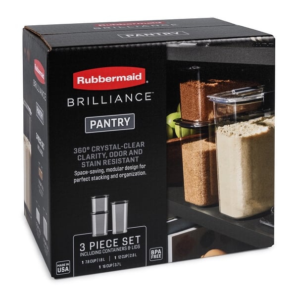 Rubbermaid® Brilliance™ Plastic Food Storage Pantry Baking Set of 3 ...