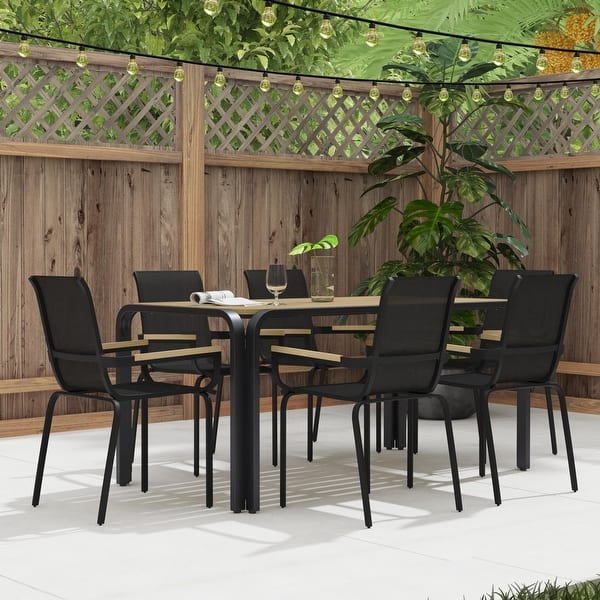 Finn 7-Piece Outdoor Rectangle Table and 6 Chair Set by Homestyles ...