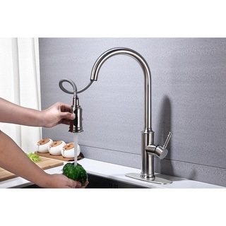High-Arc 360° Rotating Pull-Out Kitchen Faucet - Bed Bath & Beyond ...
