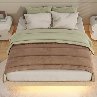 Full Size Low Profile Floating Platform Bed with LED Lights Underneath ...
