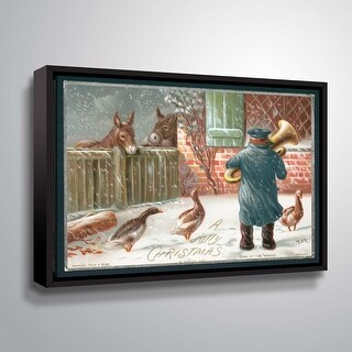 Playing the trombone in the snow Gallery Wrapped Floater-framed Canvas ...