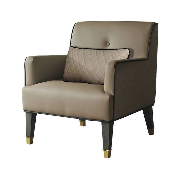 ACME House Beatrice Recessed Arm Accent Chair in Tan and Charcoal - Bed ...