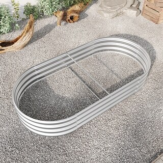 Galvanized Raised Garden Planter Bed, Oval Deep Root Box Planter Large ...