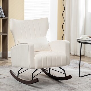Velvet Rocking Chair,Accent Rocking Chair with Solid Metal Legs ...