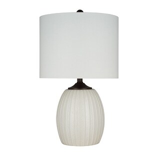 22.5" Ivory Ribbed Ceramic Table Lamp, LED bulb included - 13x13x22.5 ...