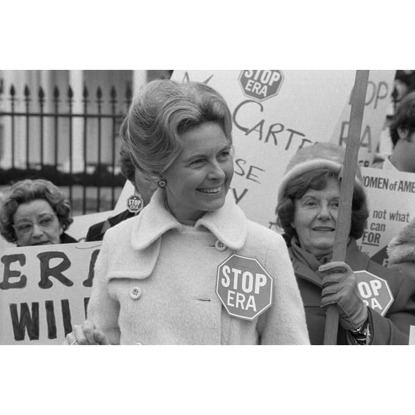 Conservative Activist Phyllis Schlafly Wearing A Stop Era Badge ...
