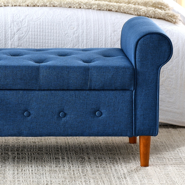 62 Bedroom Tufted Button Storage Bench Window Bench Rolled Arm Design for Bedroom Living Room Bed Bath Beyond 40031964