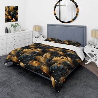 Designart "Hollywood Opulent Charm Gold And Black IV" Gold Glam Bedding ...