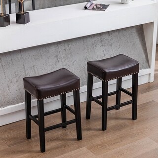 Counter Height 26" Bar Stools Backless Faux Leather Stools Farmhouse ...
