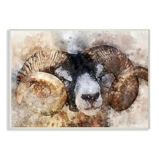 Stupell Big Horned Ram Abstract Dreamlike Portrait Wood Wall Art - Bed ...