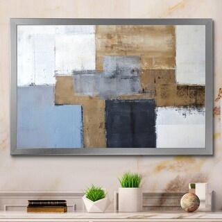 Designart "Grey Meets Brown Abstract Art" Modern Framed artwork - Bed ...
