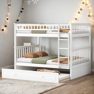 Versatile Usage Full over Full Bunk Bed with Twin Size Trundle ...