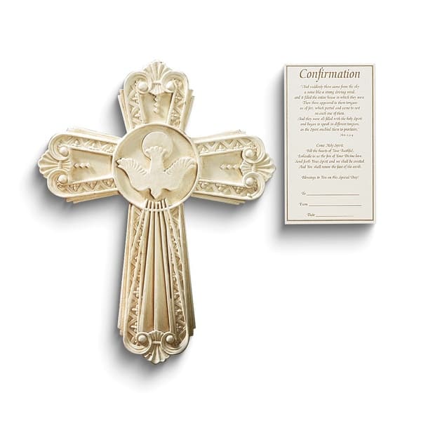 Curata Ivory Resin Confirmation Wall Cross with Certificate - 5.5" x 9 ...