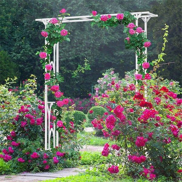 Wedding Metal Rectangle Arch Stand Garden Trellis Arbor Climbing White ...