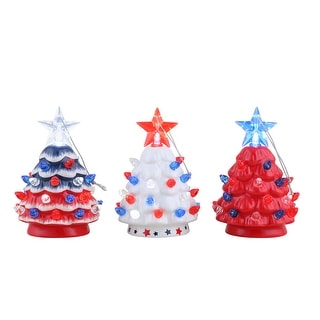 Set of 3 Mini Nostalgic Ceramic Patriotic Trees - Bed Bath & Beyond ...