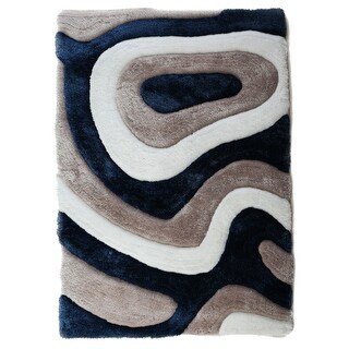 Mateos Shag Blue Stone Contemporary Area Rug - On Sale - Bed Bath ...