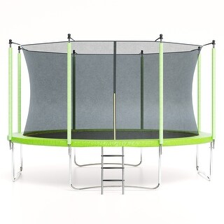 10FT Trampoline, Recreational Trampolines with Enclosure Net and Ladder ...
