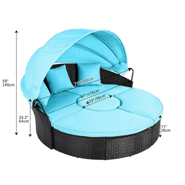 Moasis Patio Round Outdoor Daybed with Retractable Canopy - Bed Bath ...