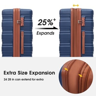 Navy Blue Hardshell Luggage 3 Piece Sets Luggag with 360° Spinner ...