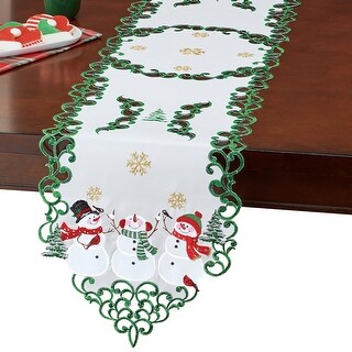 Winter Snowman & Snowflakes Cutwork Table Linens - Bed Bath & Beyond ...