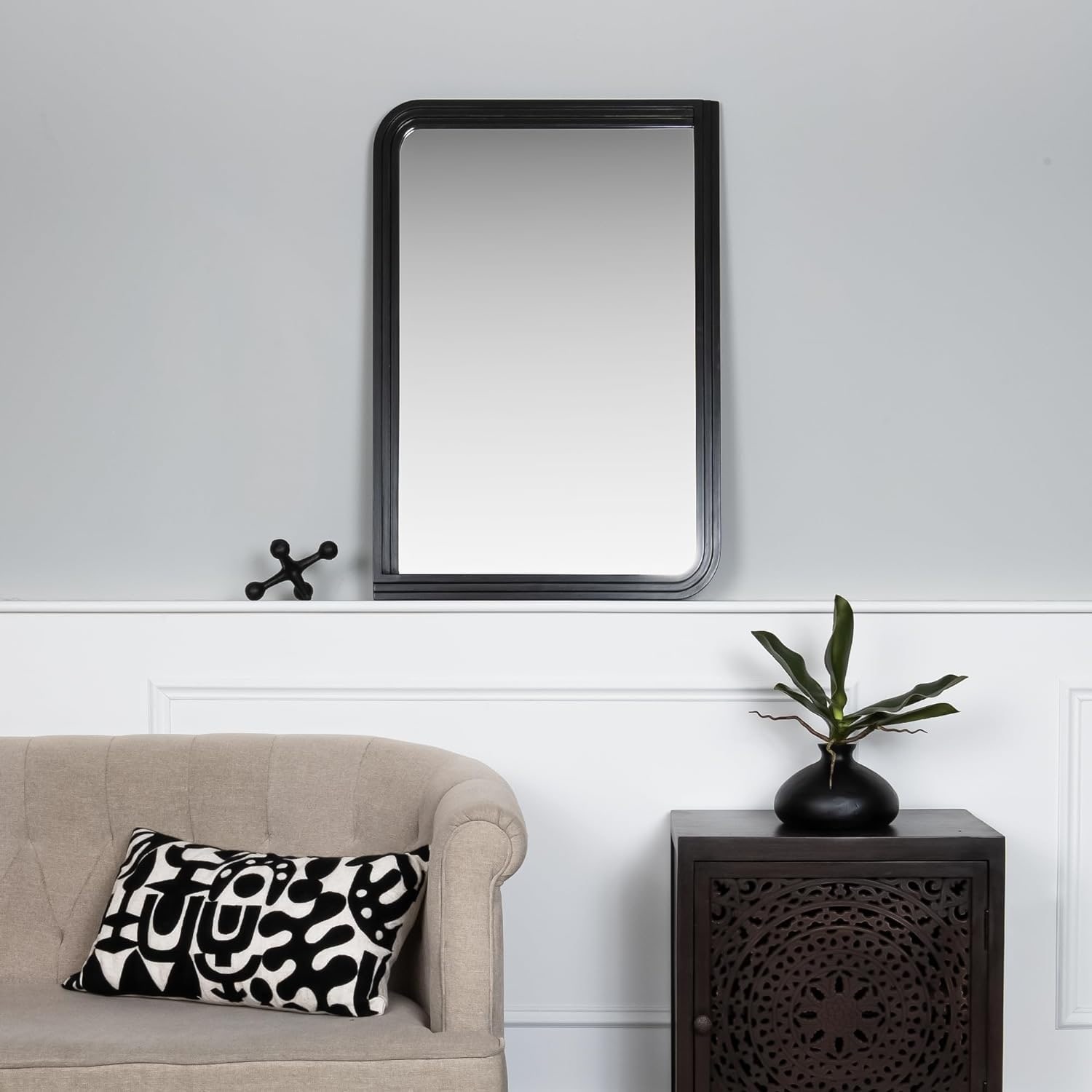 Brushed Silver Rounded Corner Rectangle Wall Mirror - Bed Bath & Beyond ...