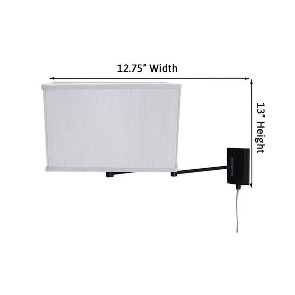 Dimmable Swing Arm Wall Light Bronze Brown Finish with White Linen ...