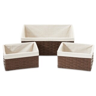 Americanflat Paper Woven Linen Lined Storage Baskets - Set of 3 - Bed Bath & Beyond - 32616242