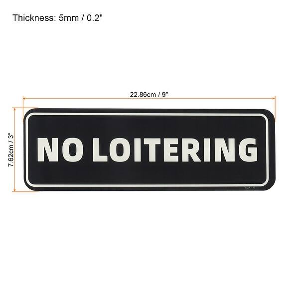No Loitering Sign Acrylic 9"x3" Self Adhesive Door Sign Sticker Symbol ...