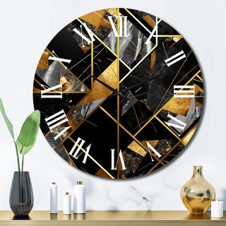 Designart "Marble Granite Agate With Touches Of Gold XVI" Modern ...