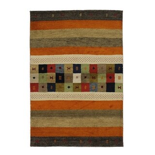 Canvello Hand Made Modern All Over Indo Gabbeh Rug - 4'0'' X 5'11 ...