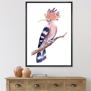 Designart "Vintage Hoopoe Bird on A Branch" Traditional Framed Canvas ...