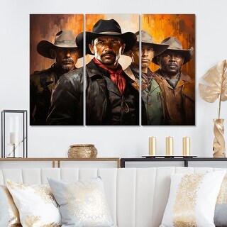 Designart "Western Frontier Vigilantes Cowboys II" Western Canvas ...
