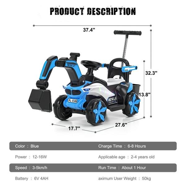 Kid's Electric Excavator Toy with Bluetooth: Fun Inside/Outside - Bed ...