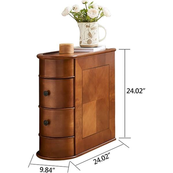 Solid Wood Chairside End Table, Two-Drawer Narrow Side Table Slim - Bed ...