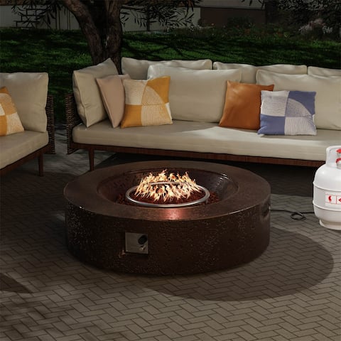 COSIEST Ecru Round Outdoor Propane Fire Pit Tank Outside - On Sale ...